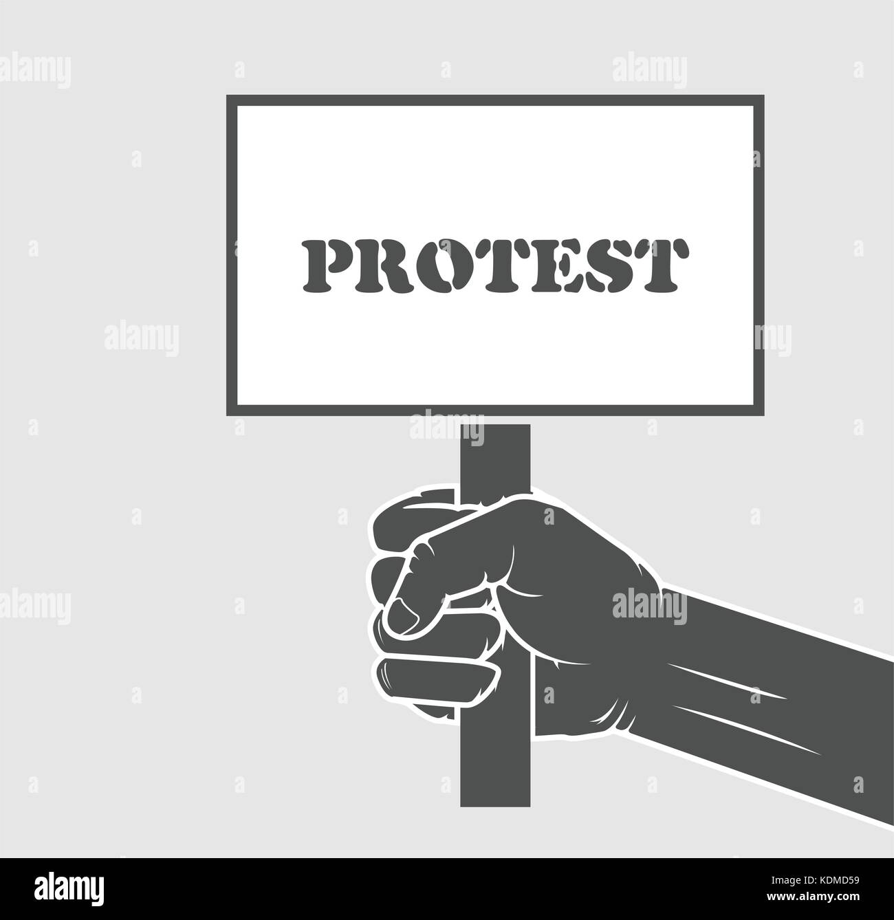 Hand holding protest poster - remonstrance and strike concept Stock ...
