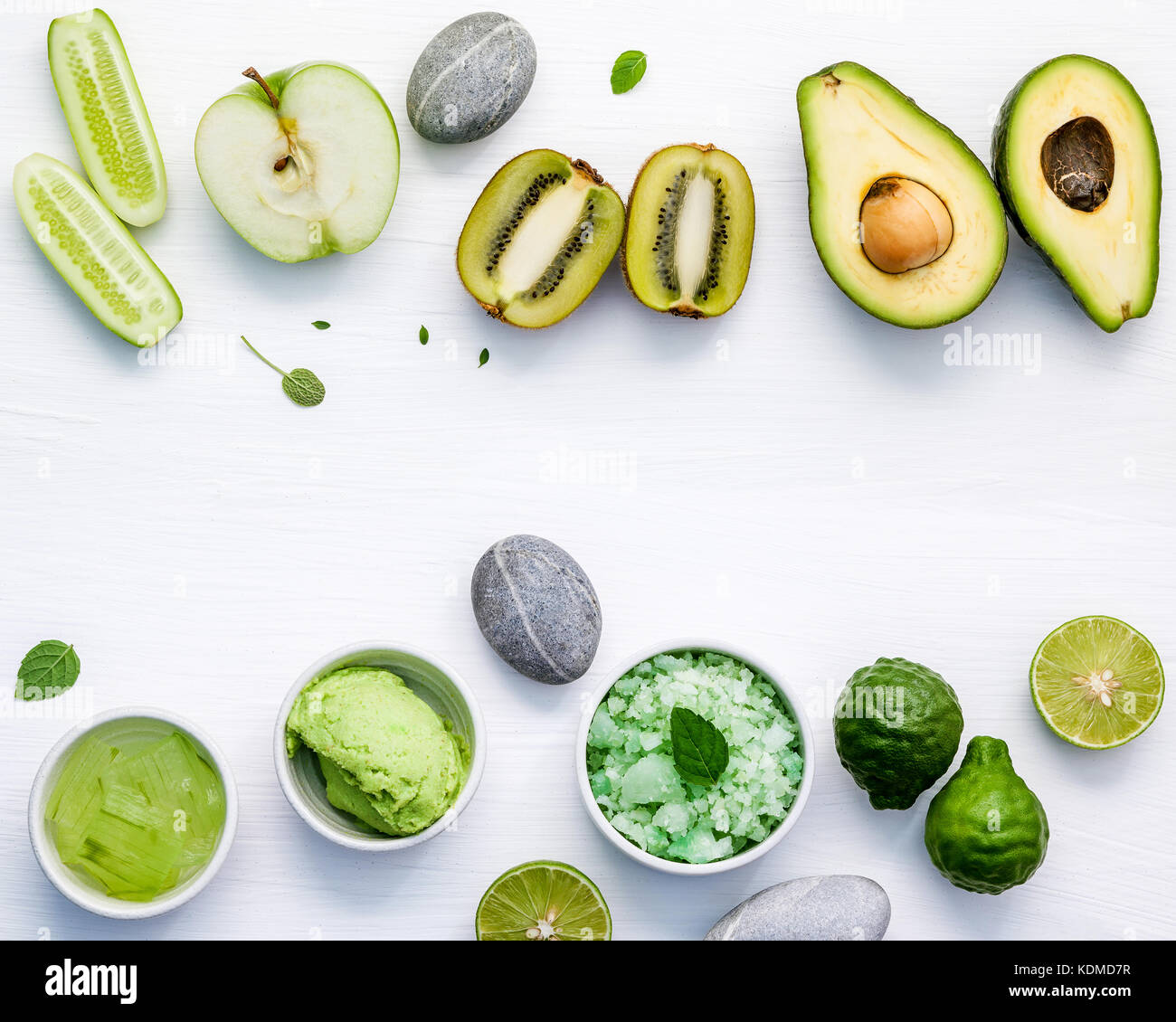 Homemade skin care and body scrubs with green natural ingredients aloe ...