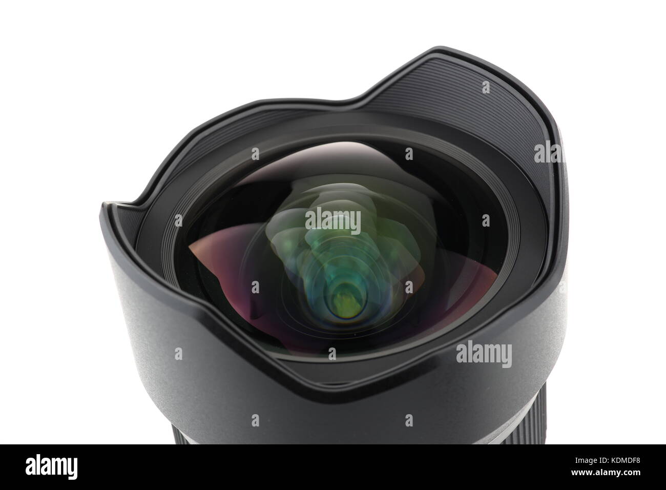 Photo camera lens front view over white background Stock Photo - Alamy