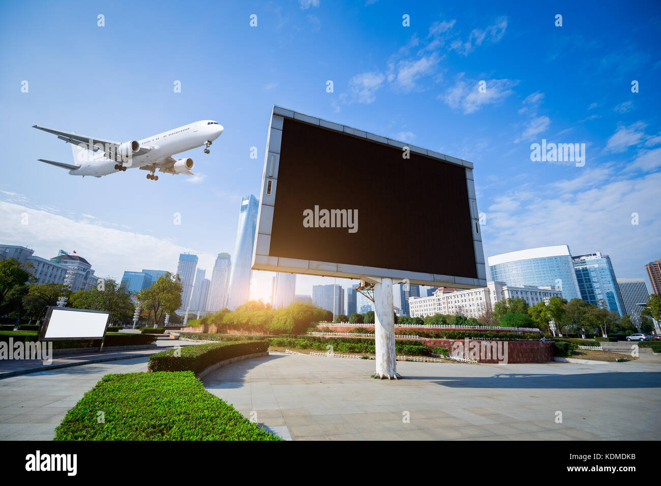 airplane near blank billboard in beautiful nature Stock Photo - Alamy