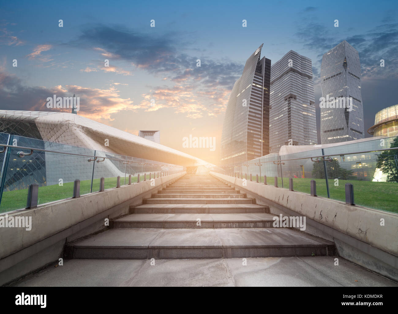 Urban scenery and high perspective light up office buildings hi-res ...