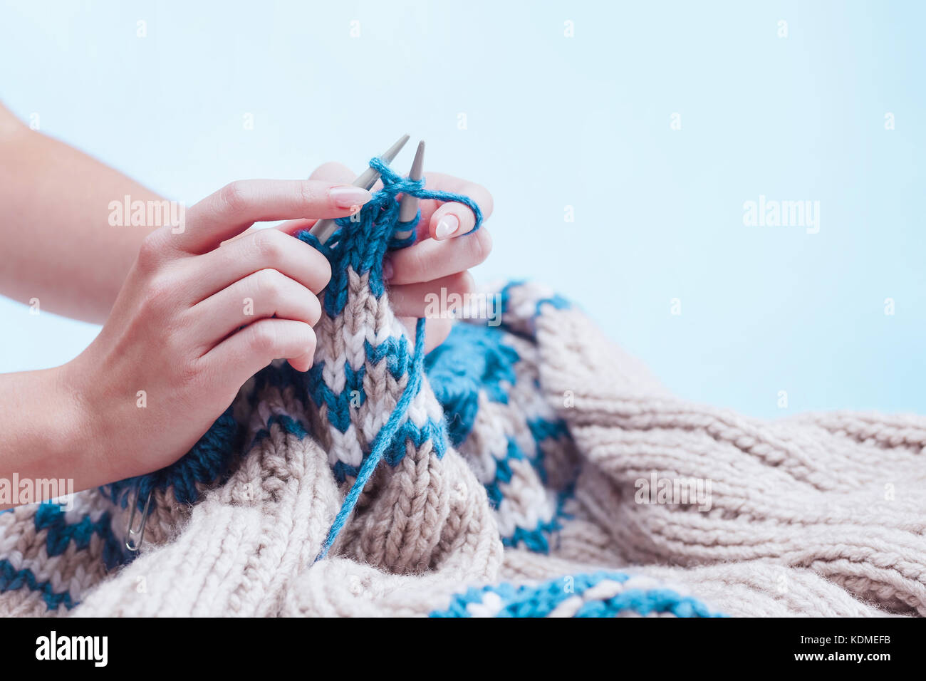 The hobby concept - knitting Stock Photo - Alamy
