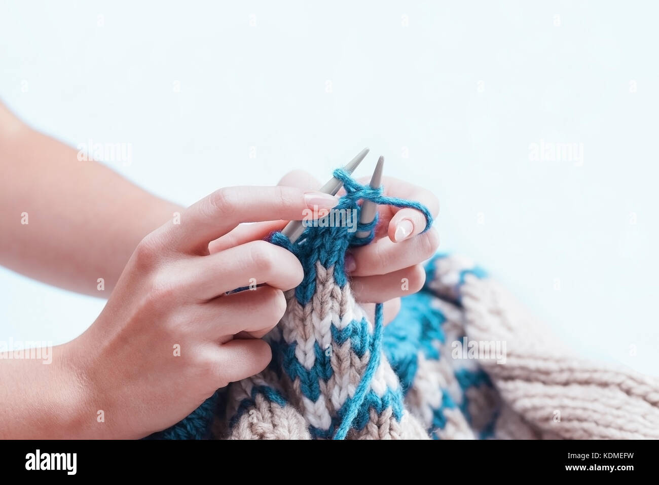 The hobby concept - knitting Stock Photo - Alamy
