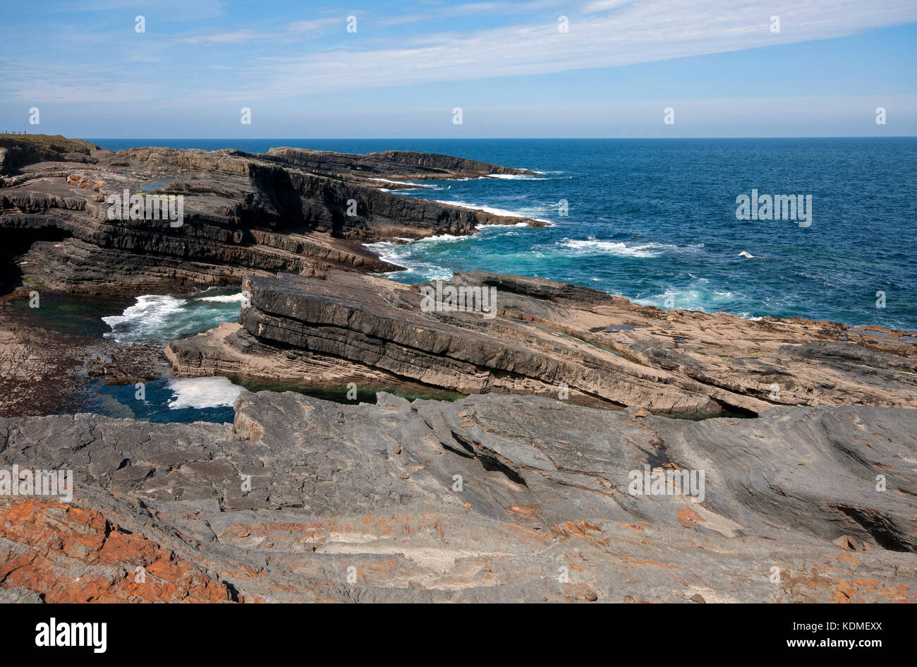 Jagged cliffs near Bridges of Ross, Loop Head peninsula, County Clare ...