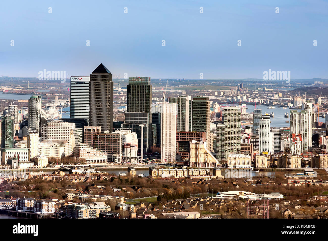 Canary Warf aerial view,daylight Stock Photo - Alamy