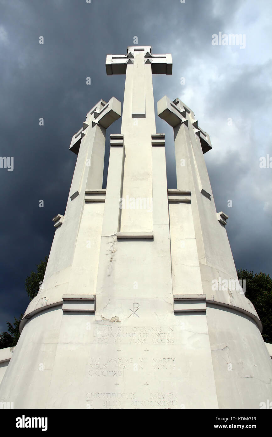 Three Crosses Monument on the Bleak Hill in Vilnius, Lithuania Stock ...