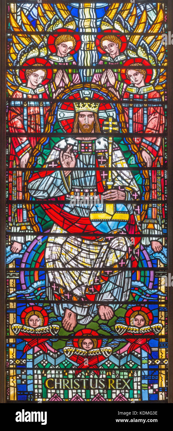 LONDON, GREAT BRITAIN - SEPTEMBER 16, 2017: The stained glass of Jesus ...