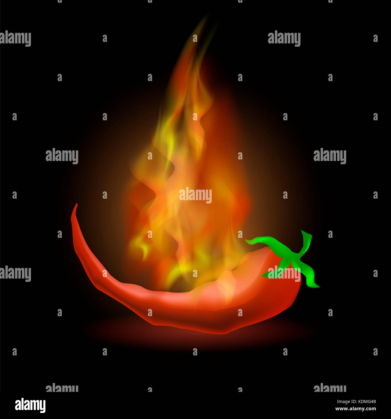 Hot Red Fresh Pepper with Fire Flame Stock Photo - Alamy