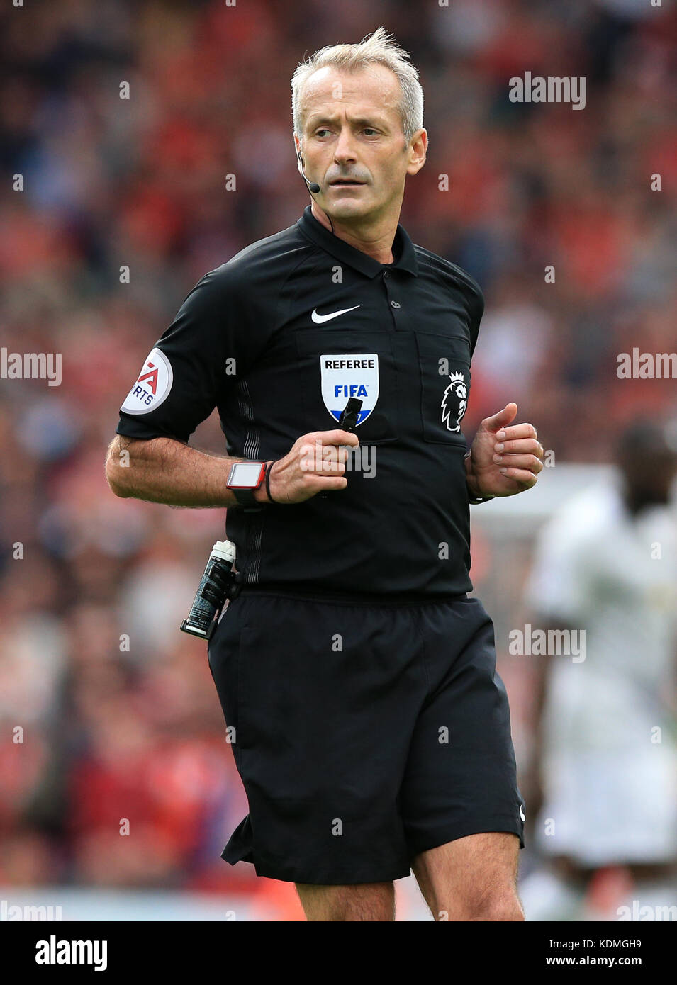 Referee Martin Atkinson during the Premier League match at Anfield ...