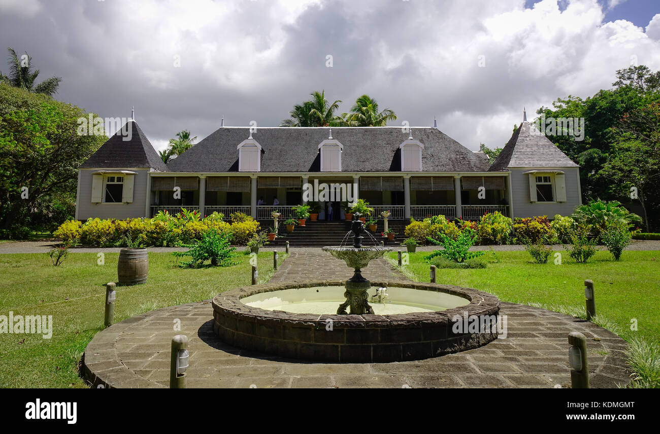 Mauritius - Jan 8, 2017. Frontal view of Ancient Eureka Mansion in Moka ...
