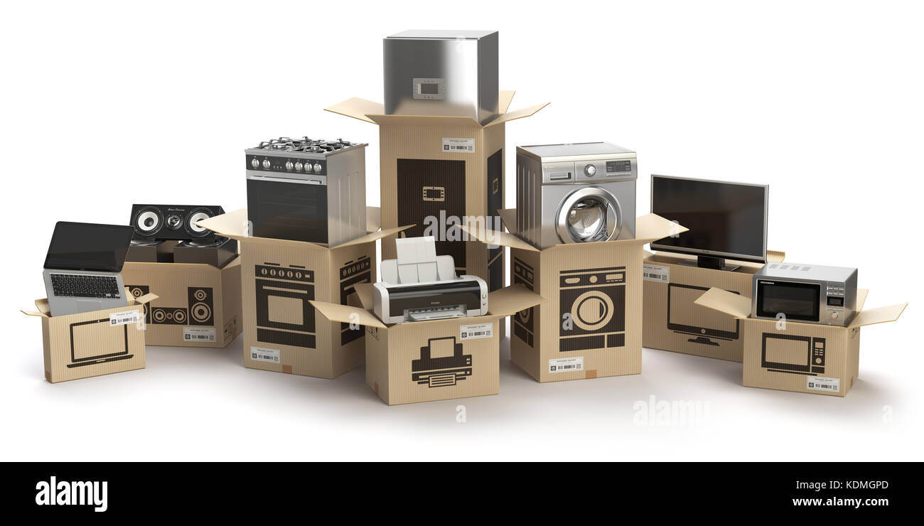 Cardboard boxes for refrigerator Cut Out Stock Images & Pictures - Alamy
