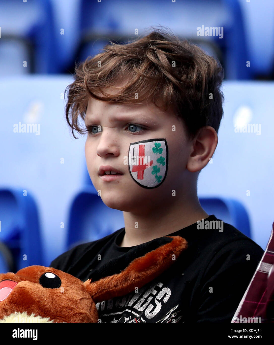 A London Irish fan in the stands prior to the European Challenge Cup ...