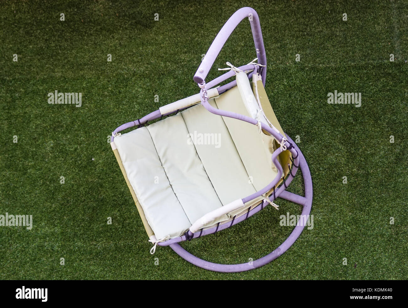 modern swing chair behind green garden. Top view Stock Photo - Alamy