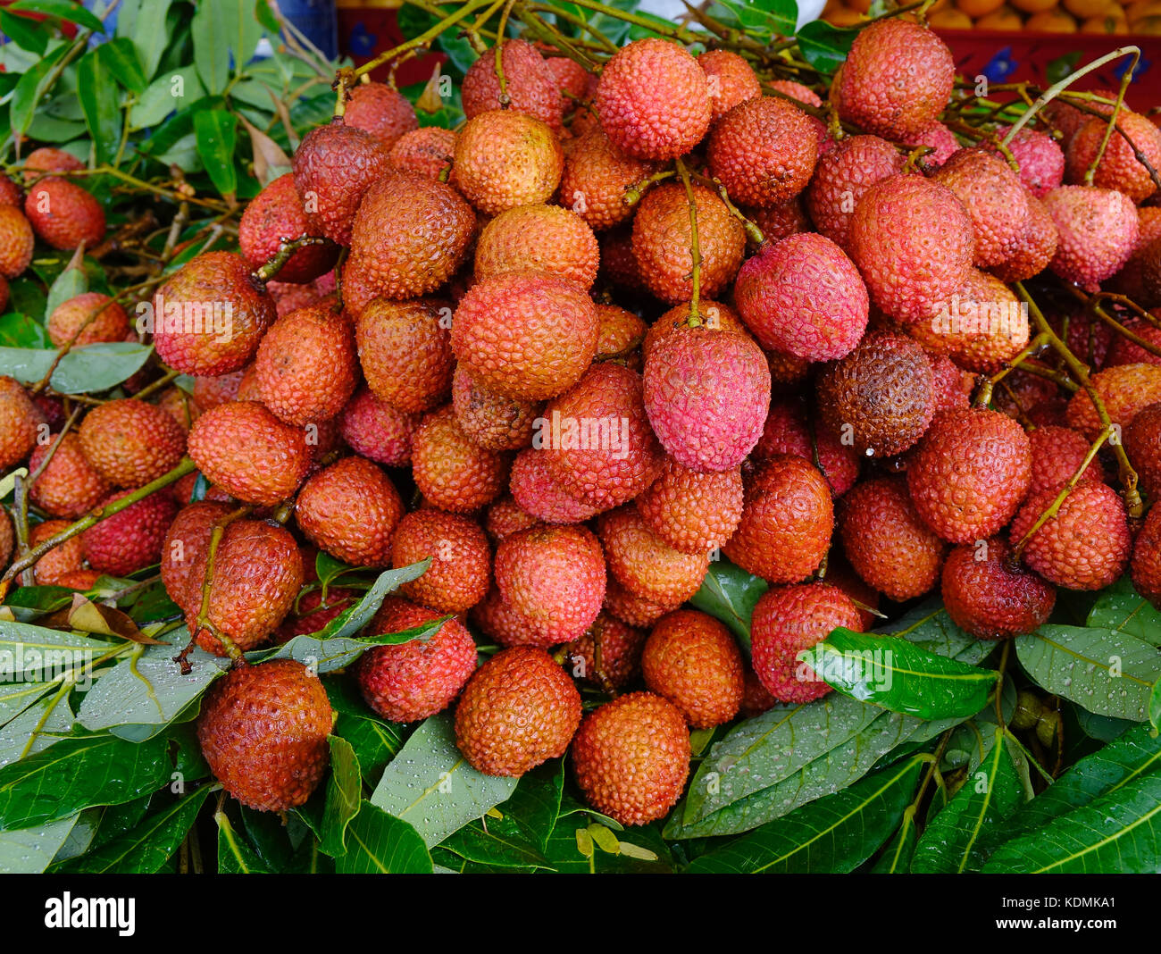 Lychee fruits at the outdoor street market in Grand Baie, Mauritius ...