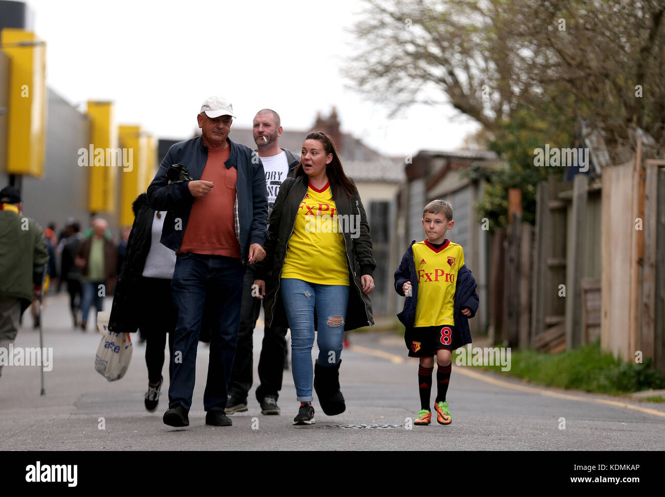 Watford fans arrive for the Premier League match at Vicarage Road ...