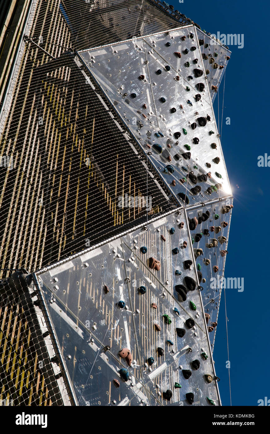 Outdoor climbing wall on a tower Stock Photo - Alamy