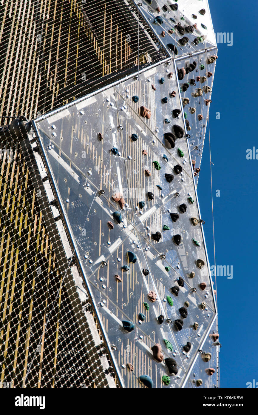 Outdoor climbing wall on a tower Stock Photo - Alamy