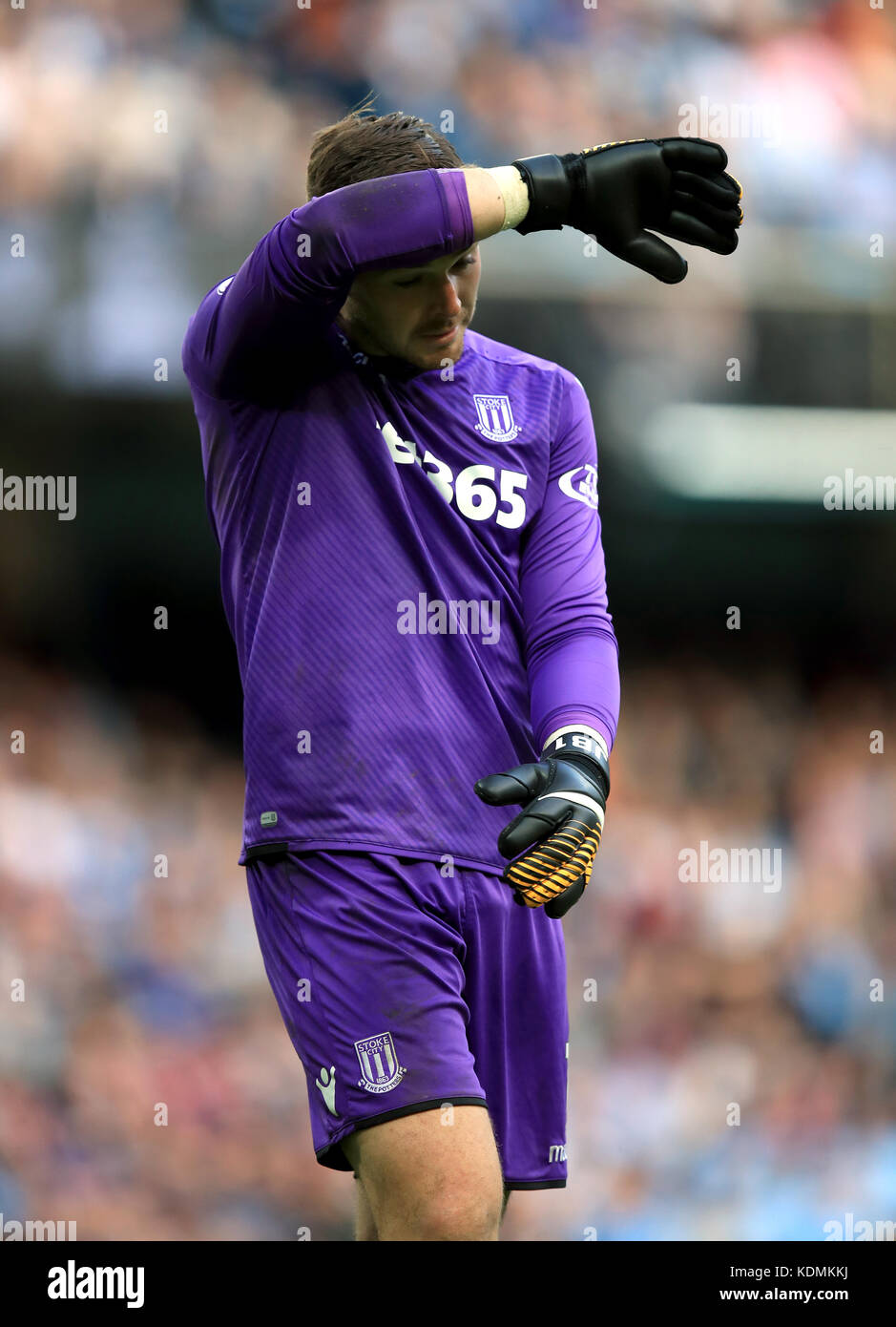 Stoke City goalkeeper Jack Butland during the Premier League match at ...