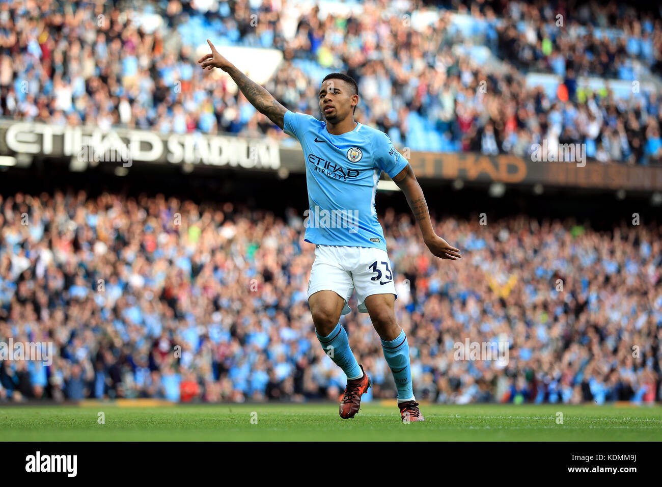 Manchester City's Gabriel Jesus celebrates scoring his side's second ...