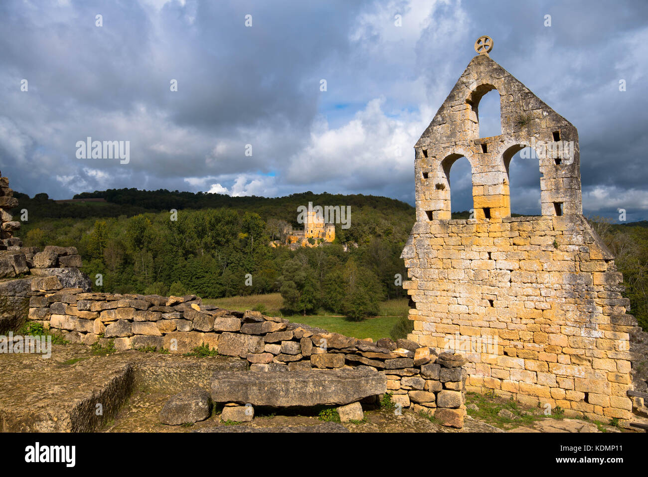 The castle ruin of Commarque in the Dordogne in France Stock Photo - Alamy