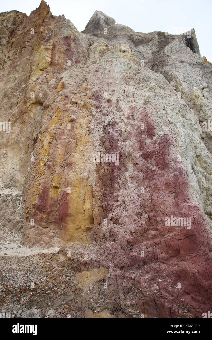The coloured sand cliffs at Alum Bay on the Isle of Wight Stock Photo ...