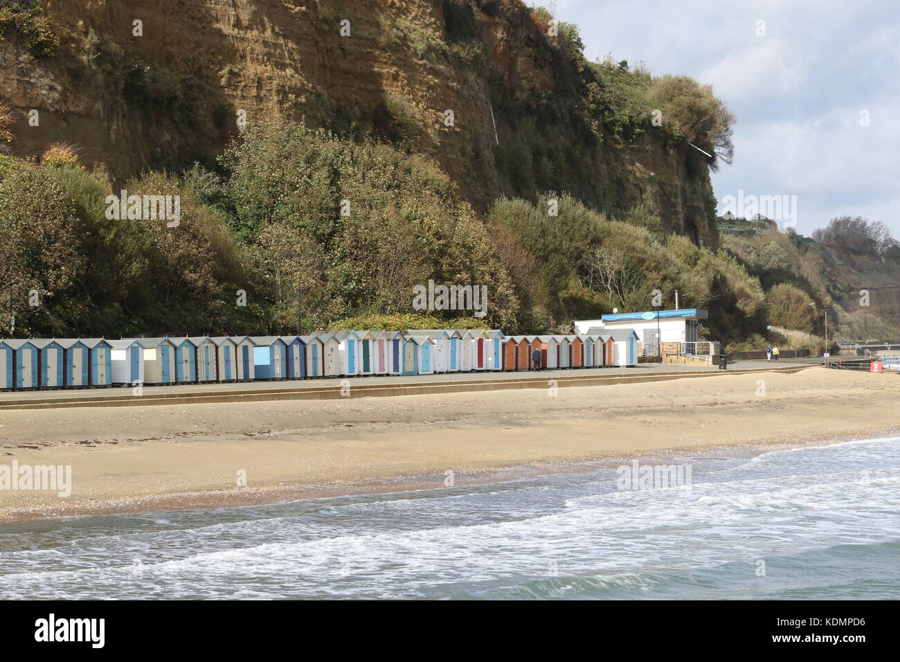 colourful beach chalets near the beach between Sandown and Lake, Isle ...