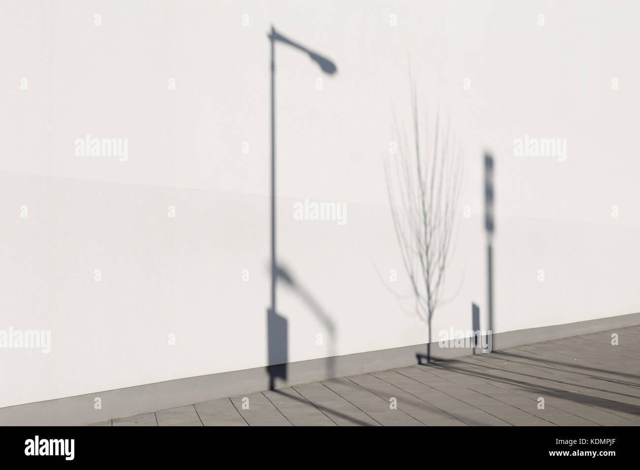 Creative city shadows projecting on the wall of Frankfurt in Europe ...
