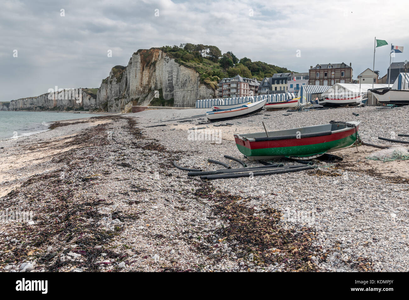 Fishing boats at the beach of Yport in Normandie, France Stock Photo ...