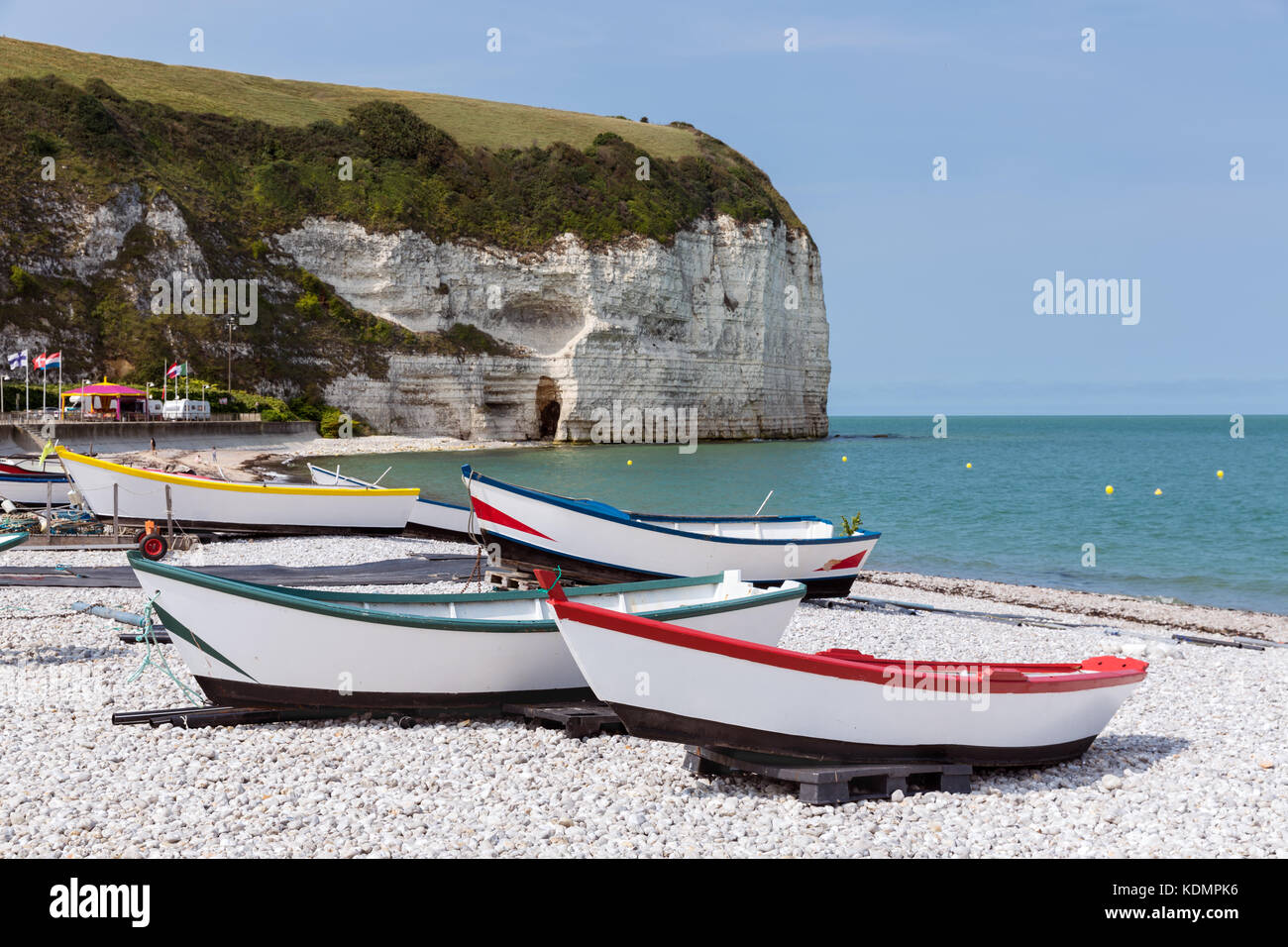 Fishing boats at the beach of Yport in Normandie, France Stock Photo ...