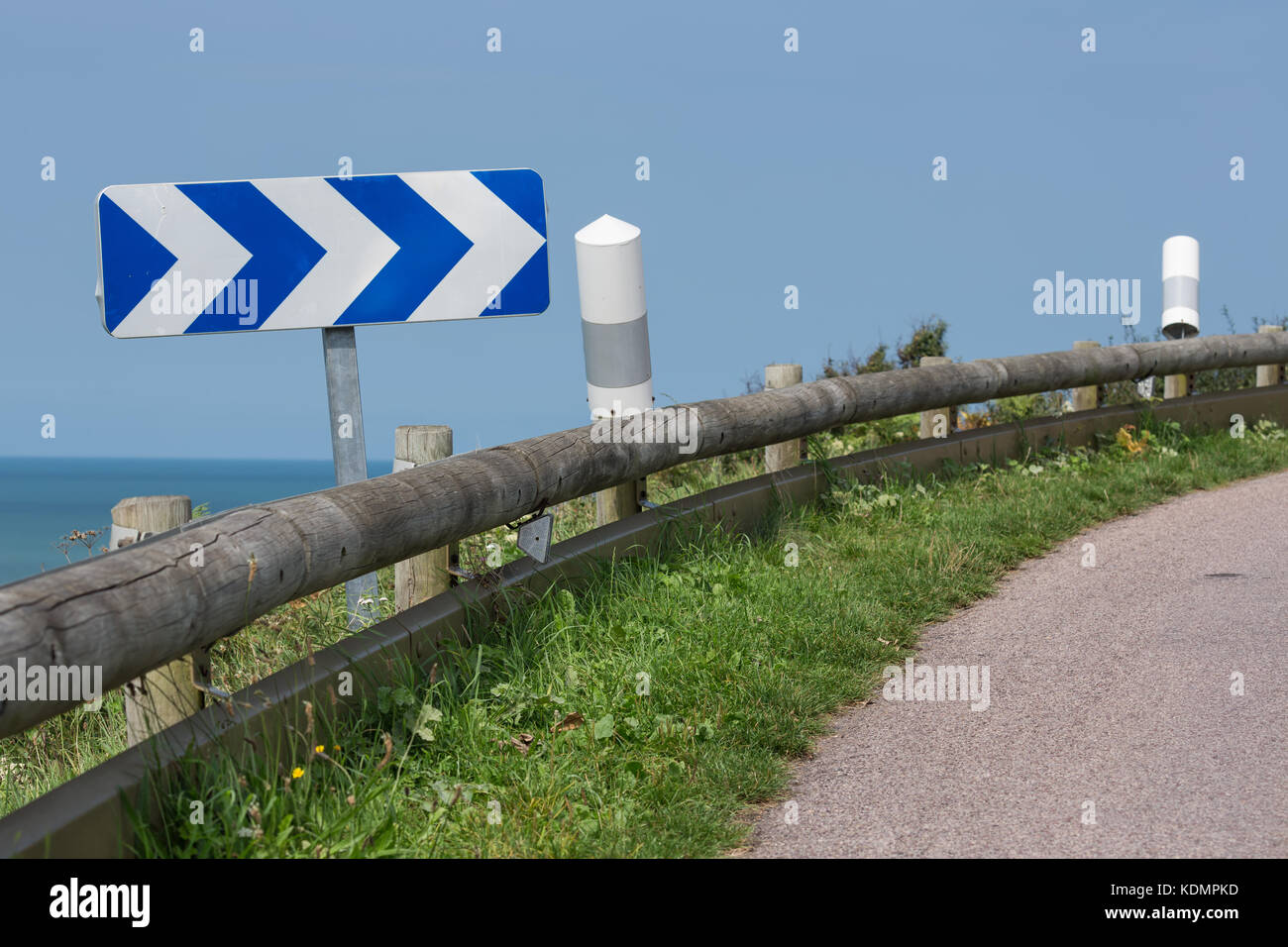 Country road with traffic sign near coast of Normandy, France Stock ...