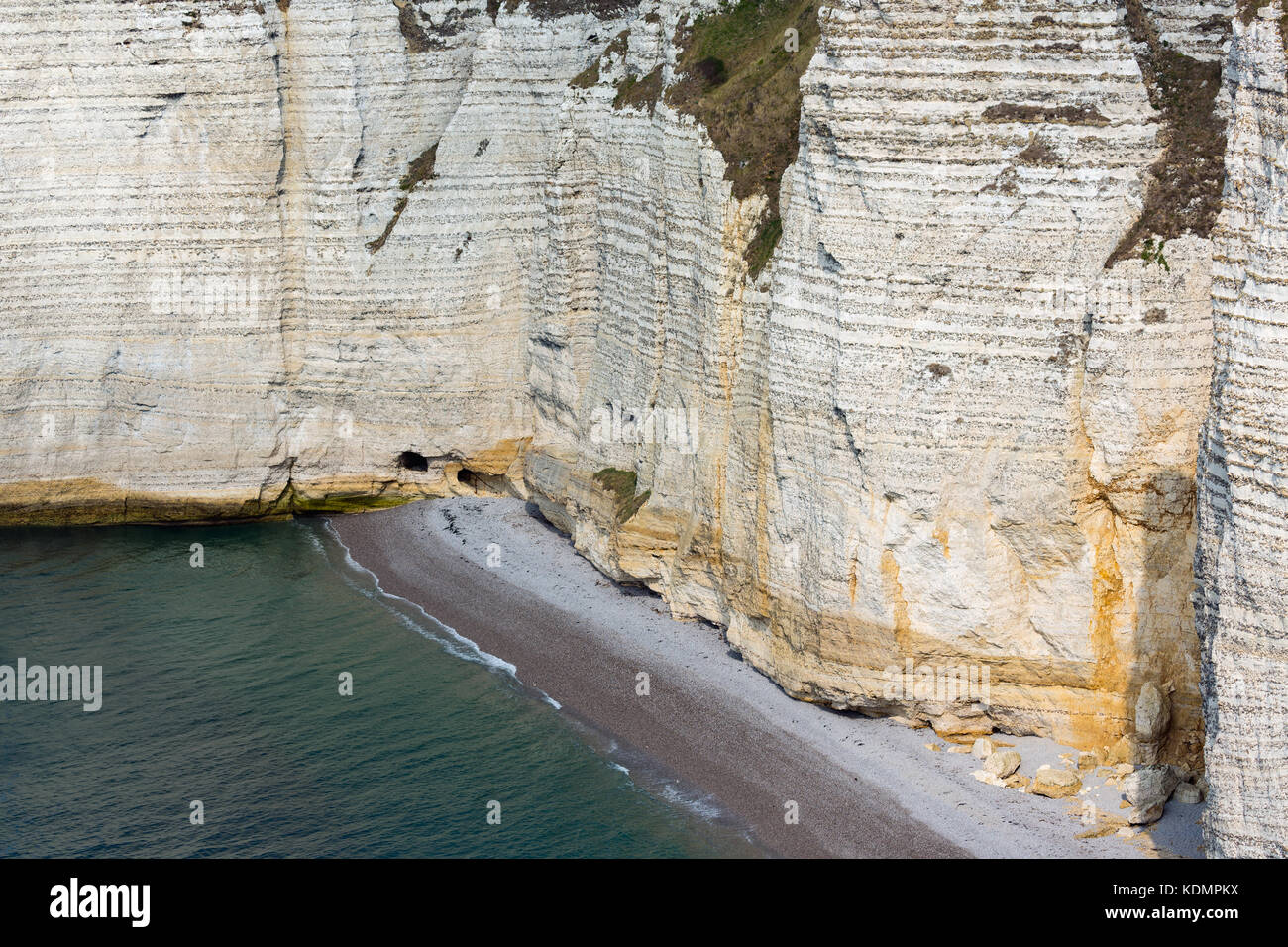 Colorful limestone cliffs with beach near Etretat in Normandie France ...