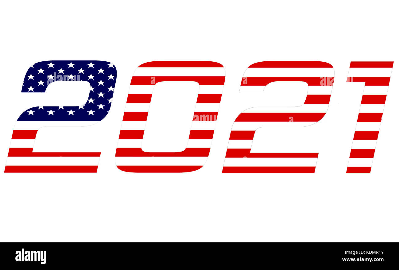 American flag and the year. Large numbers painted in the color of the ...