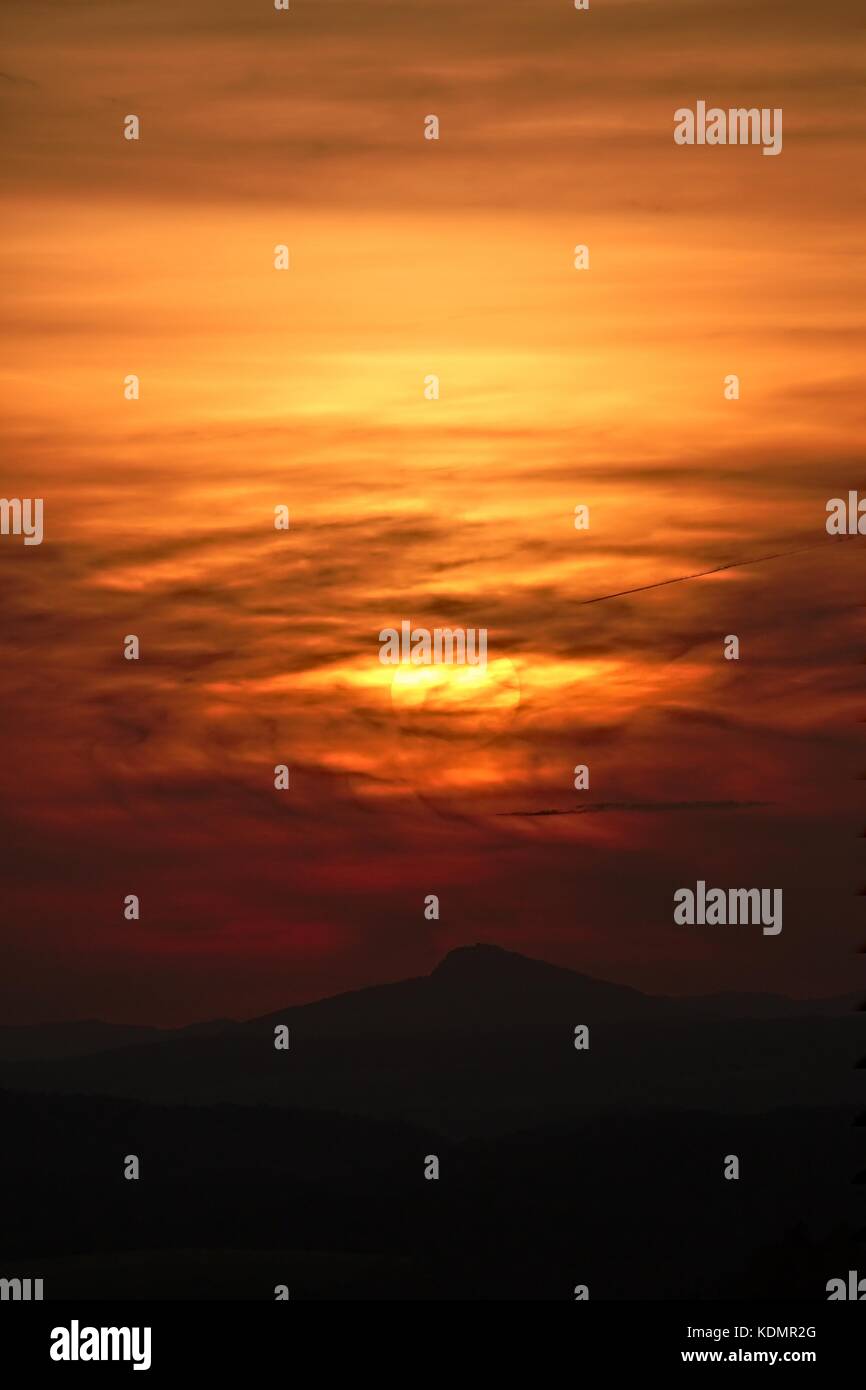 Sunset Hilly Landscape Stock Photo - Alamy