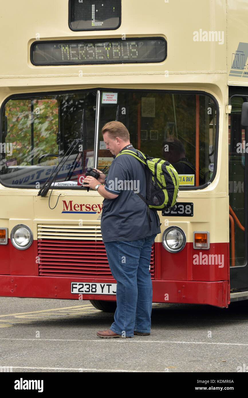 a Mersey bus vehicle or omnibus at a vintage coach rally on the isle of ...