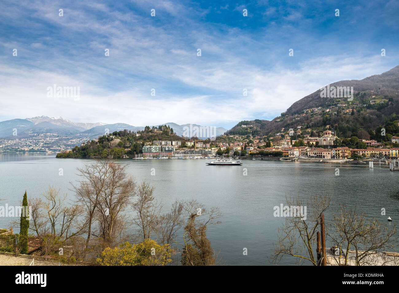 Lake Maggiore, Laveno, Italy. Picturesque view of the promenade that ...