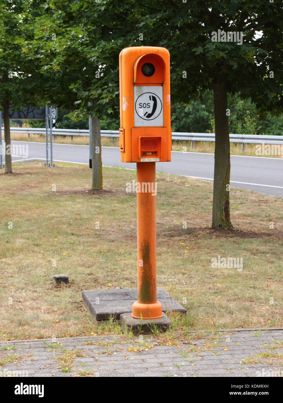Orange European Highway Emergency Rescue Telephone Post Closeup Stock ...