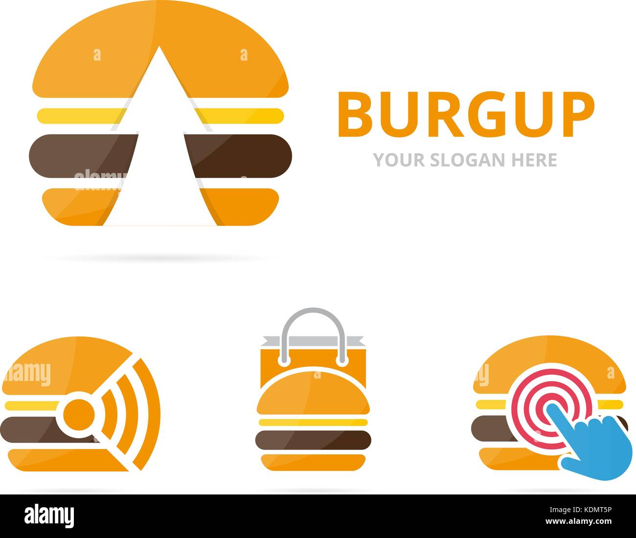 Set of burger logo combination. Hamburger and growth symbol or icon ...