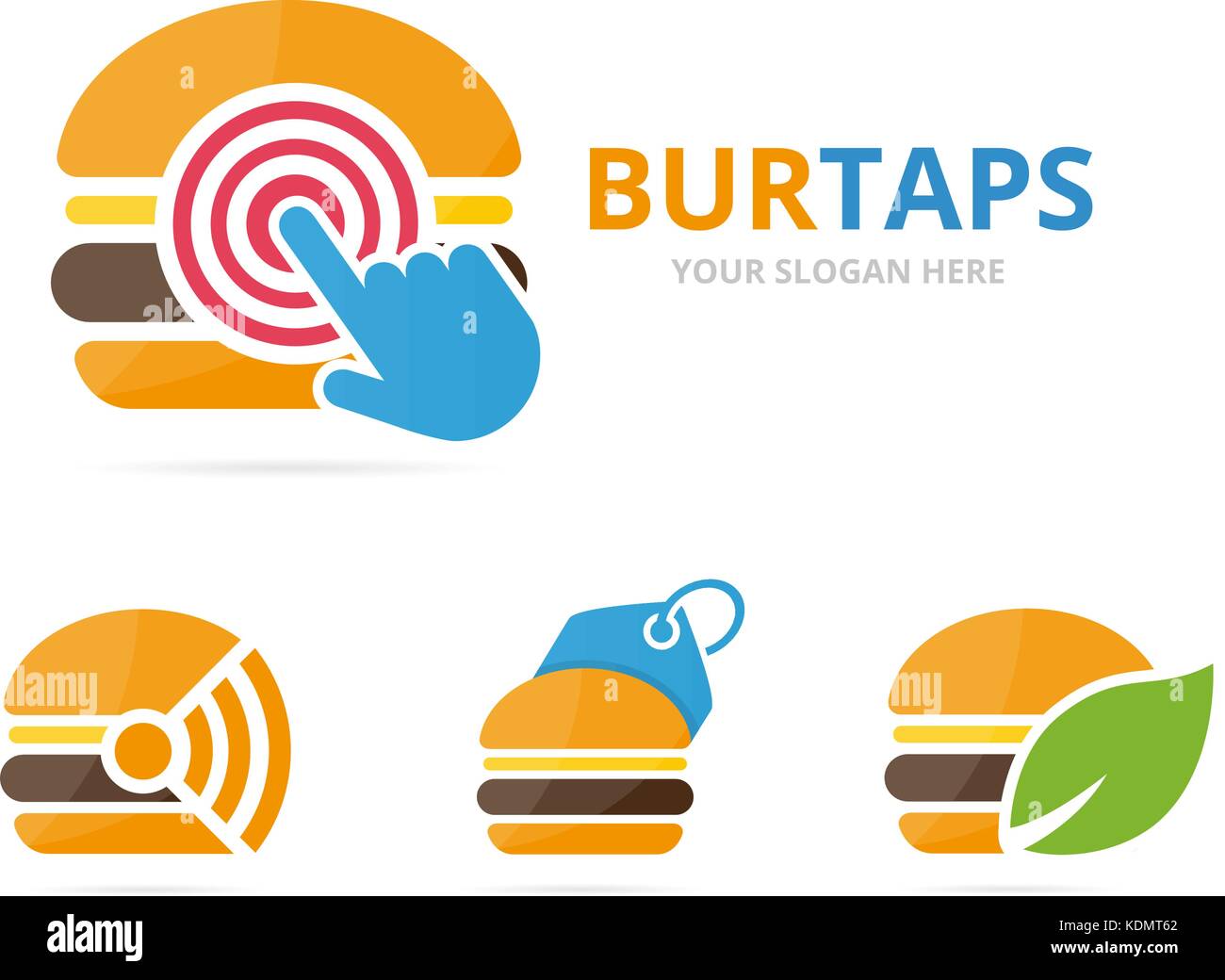 Set of burger logo combination. Hamburger and cursor symbol or icon ...