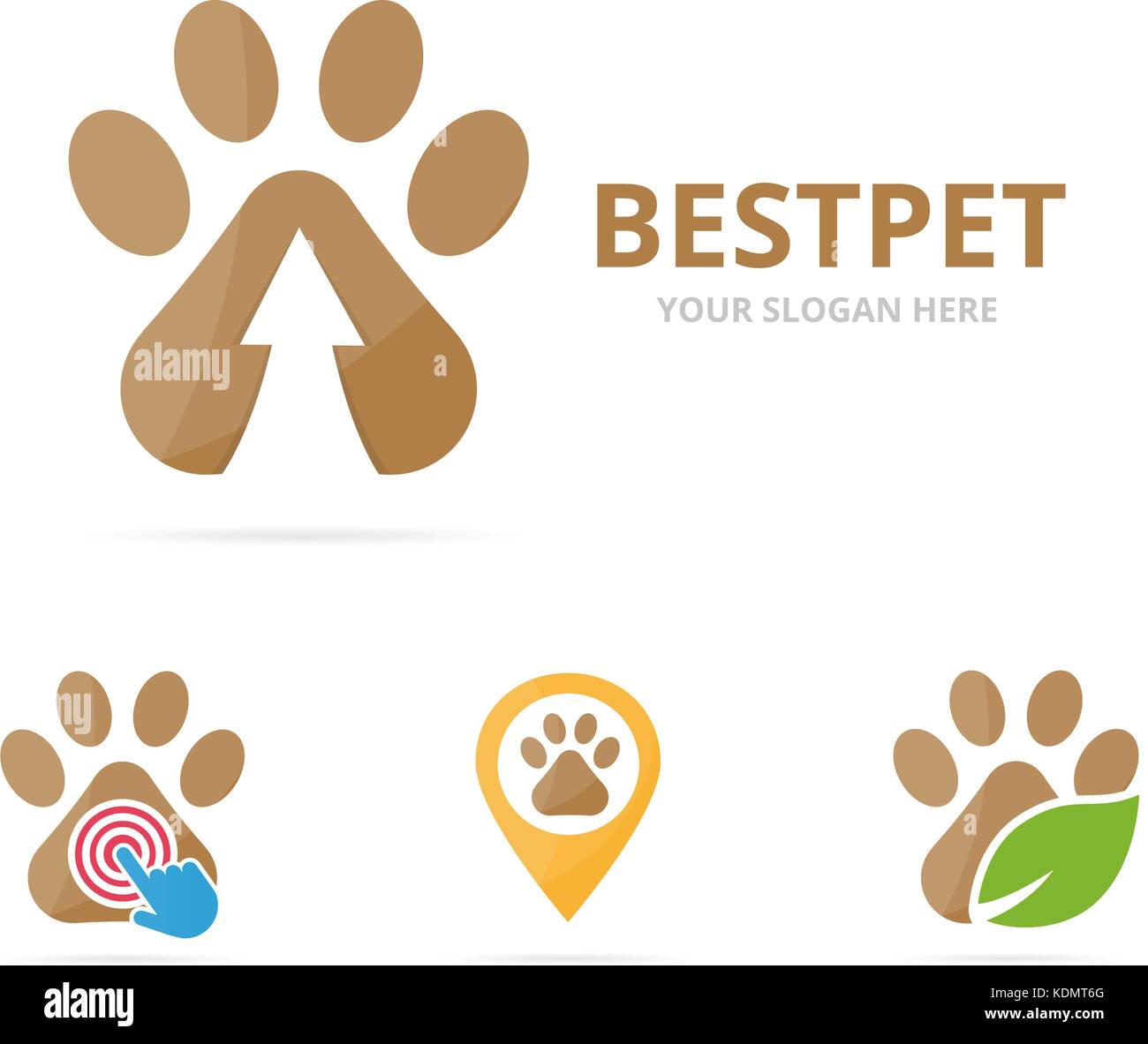 Set of paw logo combination. Pet and growth symbol or icon. Unique vet ...