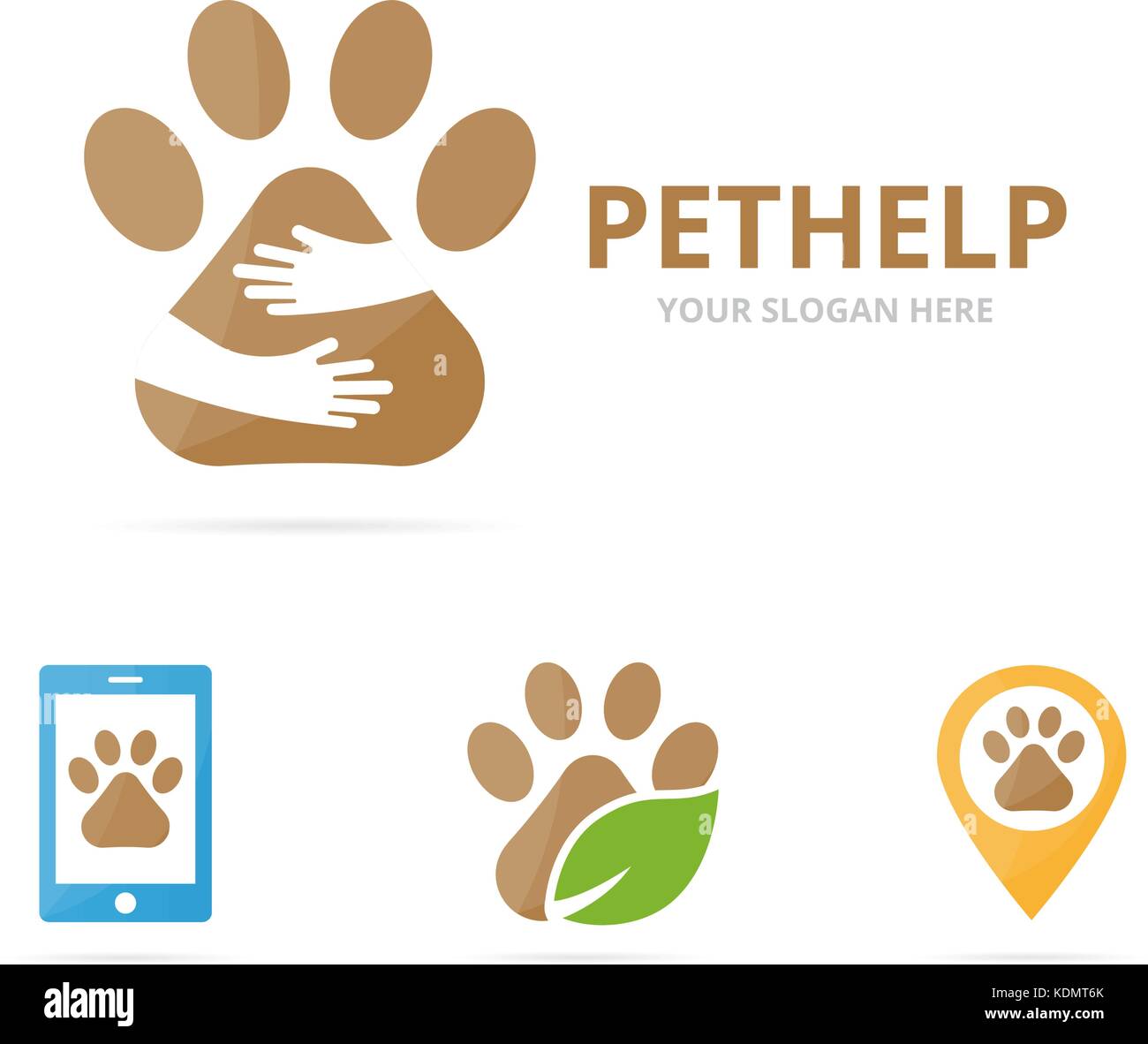 Set of paw logo combination. Pet and embrace symbol or icon. Unique vet ...