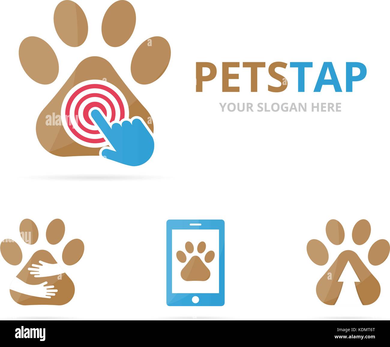 Set of paw logo combination. Pet and cursor symbol or icon. Unique vet ...