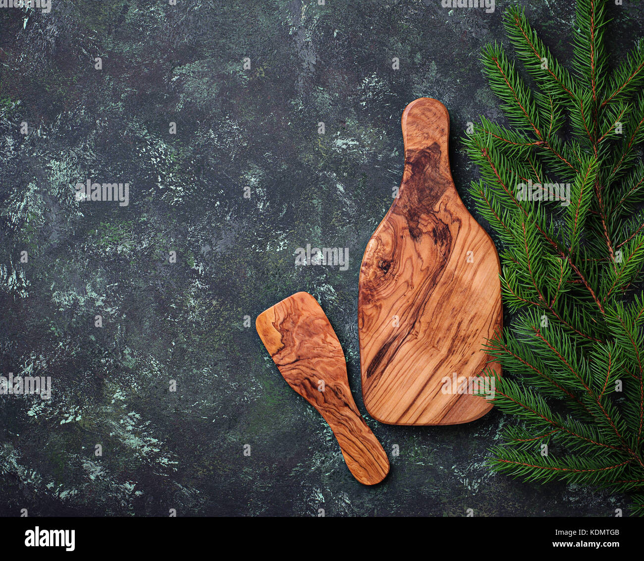 Christmas cooking background with cutting board Stock Photo - Alamy