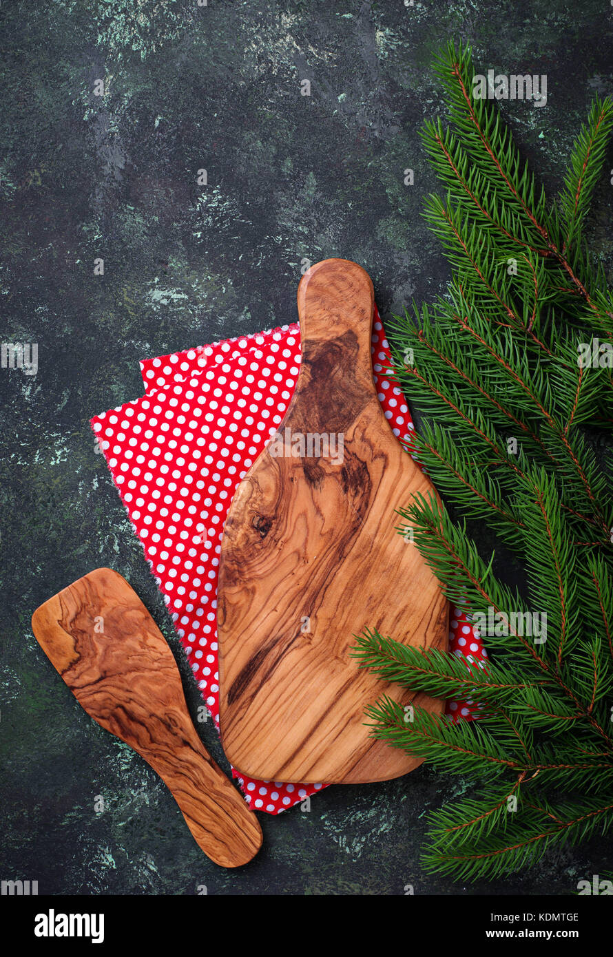 Christmas cooking background with cutting board Stock Photo - Alamy