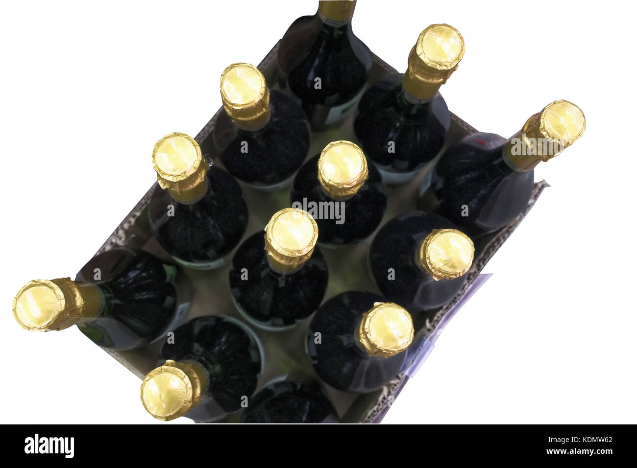 Above view of case of sparkling champagne. Isolated Stock Photo - Alamy