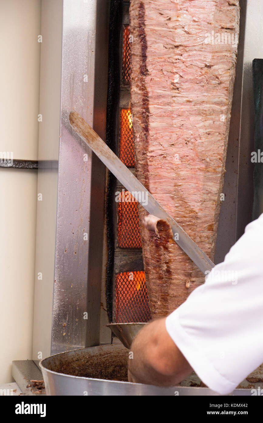 Traditional Turkish Doner Kebab on pole Stock Photo - Alamy