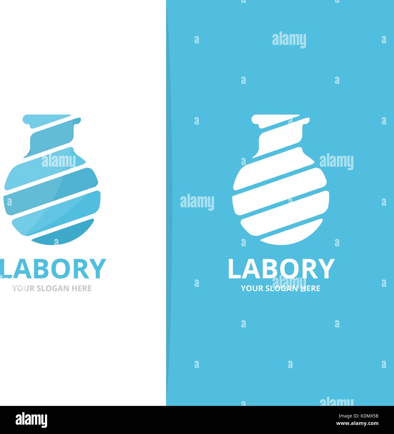 Vector of lab bottle logo combination. Bulb and flask symbol or icon ...