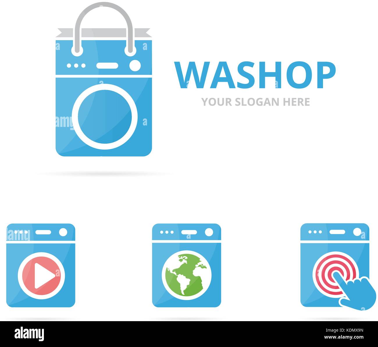 Set of laundry logo combination. Washing machine and shop symbol or ...