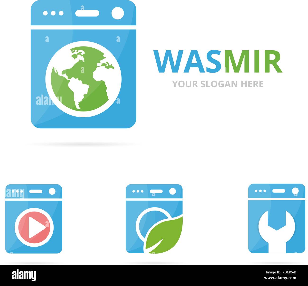 Set of laundry logo combination. Washing machine and planet symbol or ...