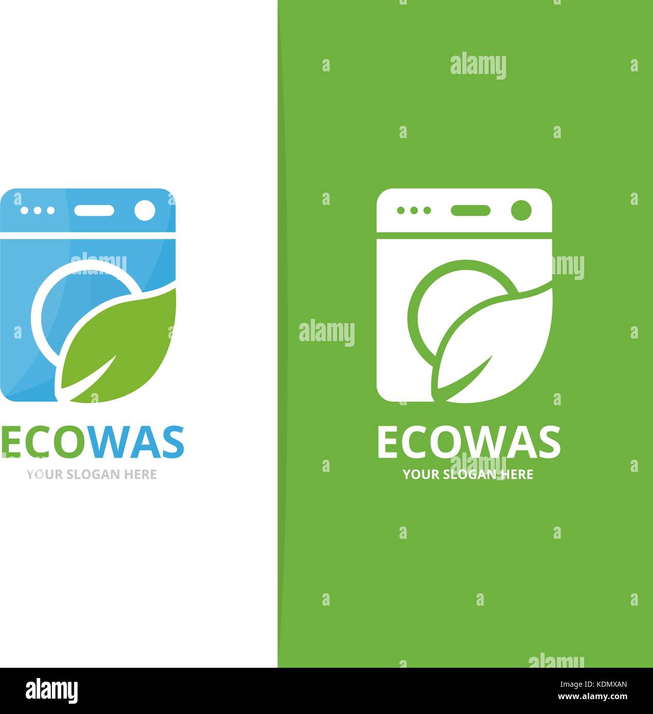 Vector of laundry and leaf logo combination. Washing machine and eco ...