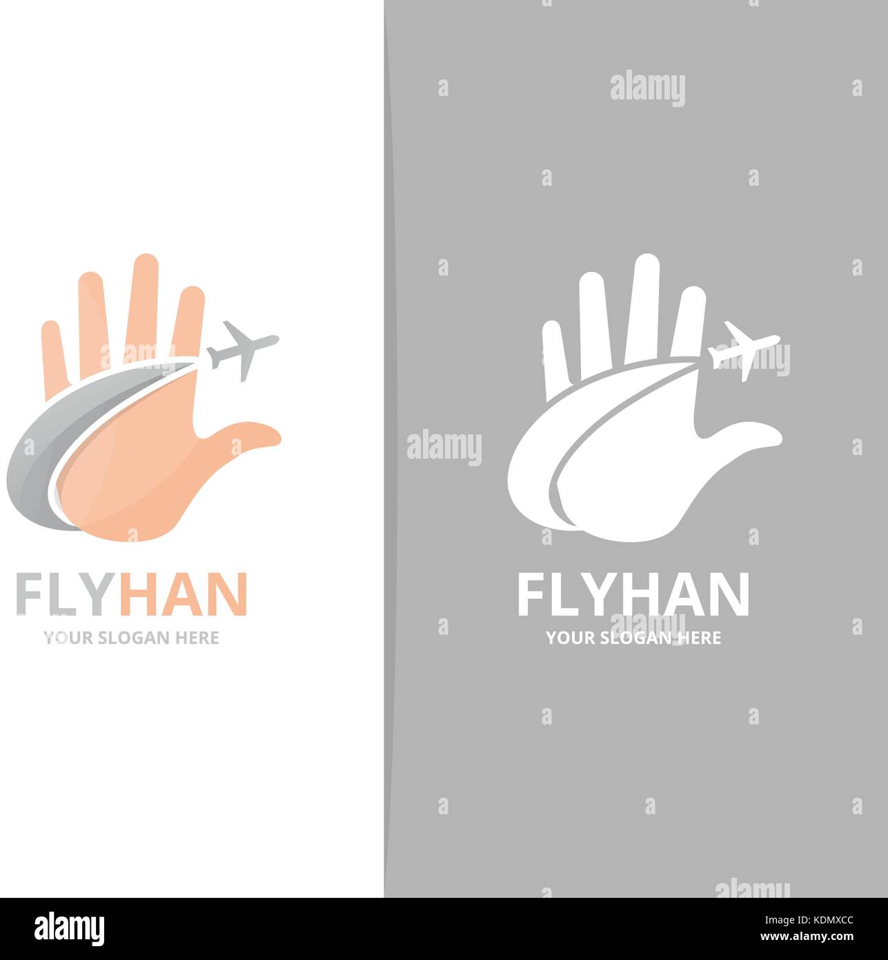 Vector of hand and plane logo combination. Arm and travel symbol or ...